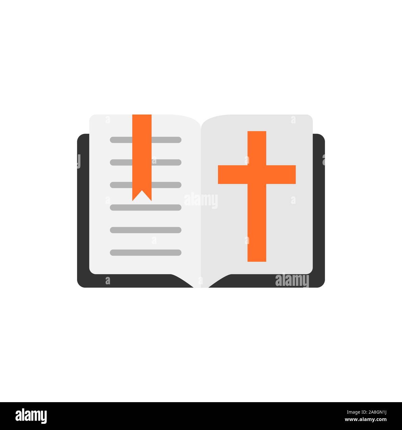 Bible book icon in flat style. Church faith vector illustration on ...