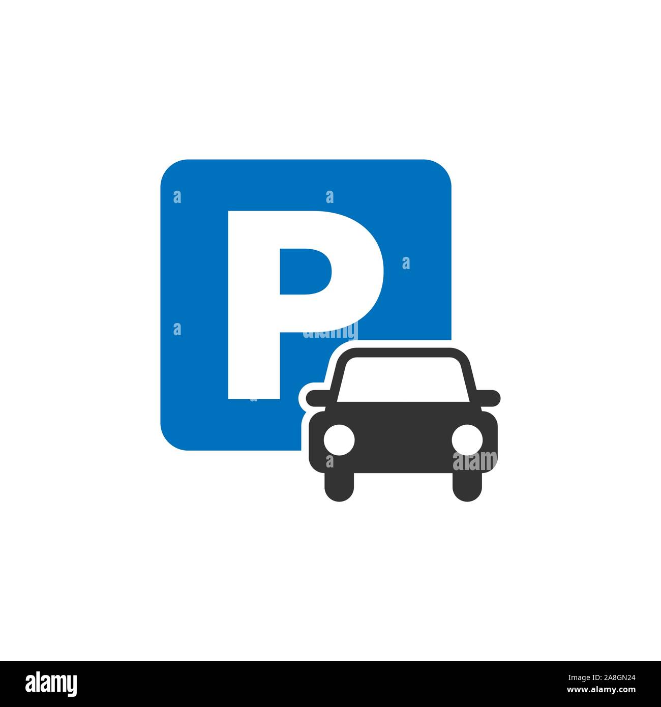 Car parking icon in flat style. Auto stand vector illustration on white ...