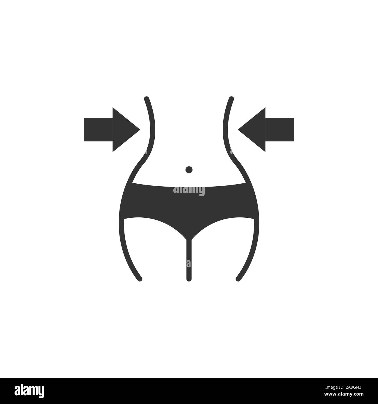 Weight loss icon in flat style. Belly vector illustration on white ...