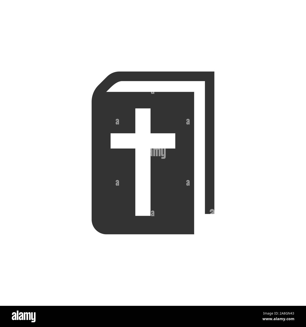 Bible book icon in flat style. Church faith vector illustration on ...