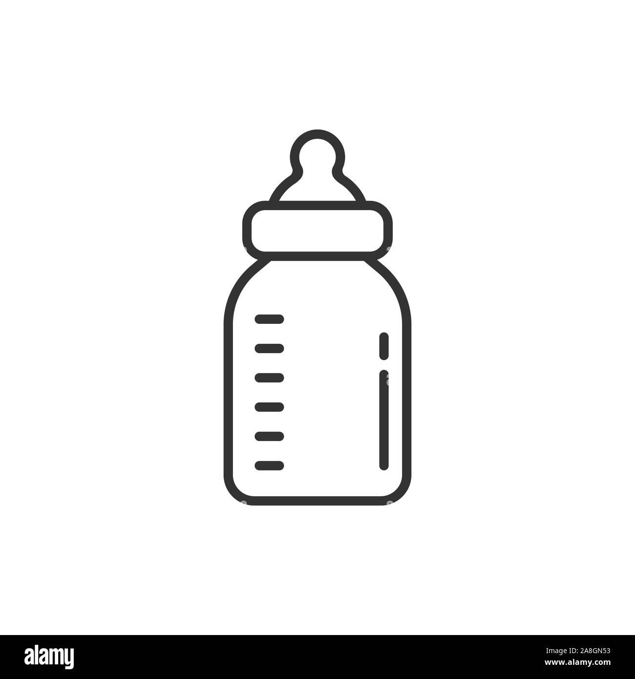 Baby bottle icon in flat style. Milk container vector illustration on ...