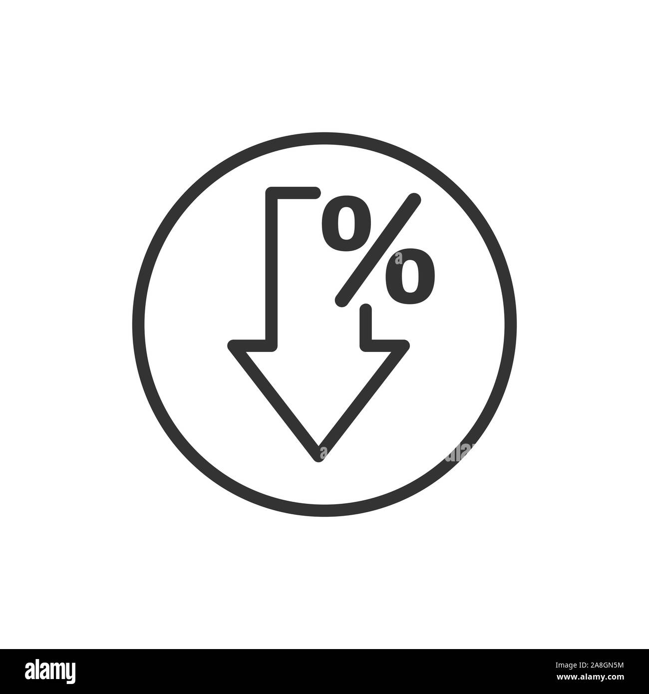 Decline arrow icon in flat style. Decrease vector illustration on white isolated background ...