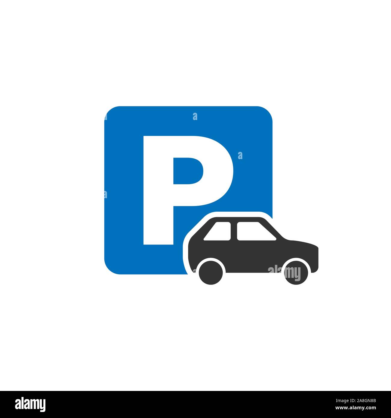 Car parking icon in flat style. Auto stand vector illustration on white ...