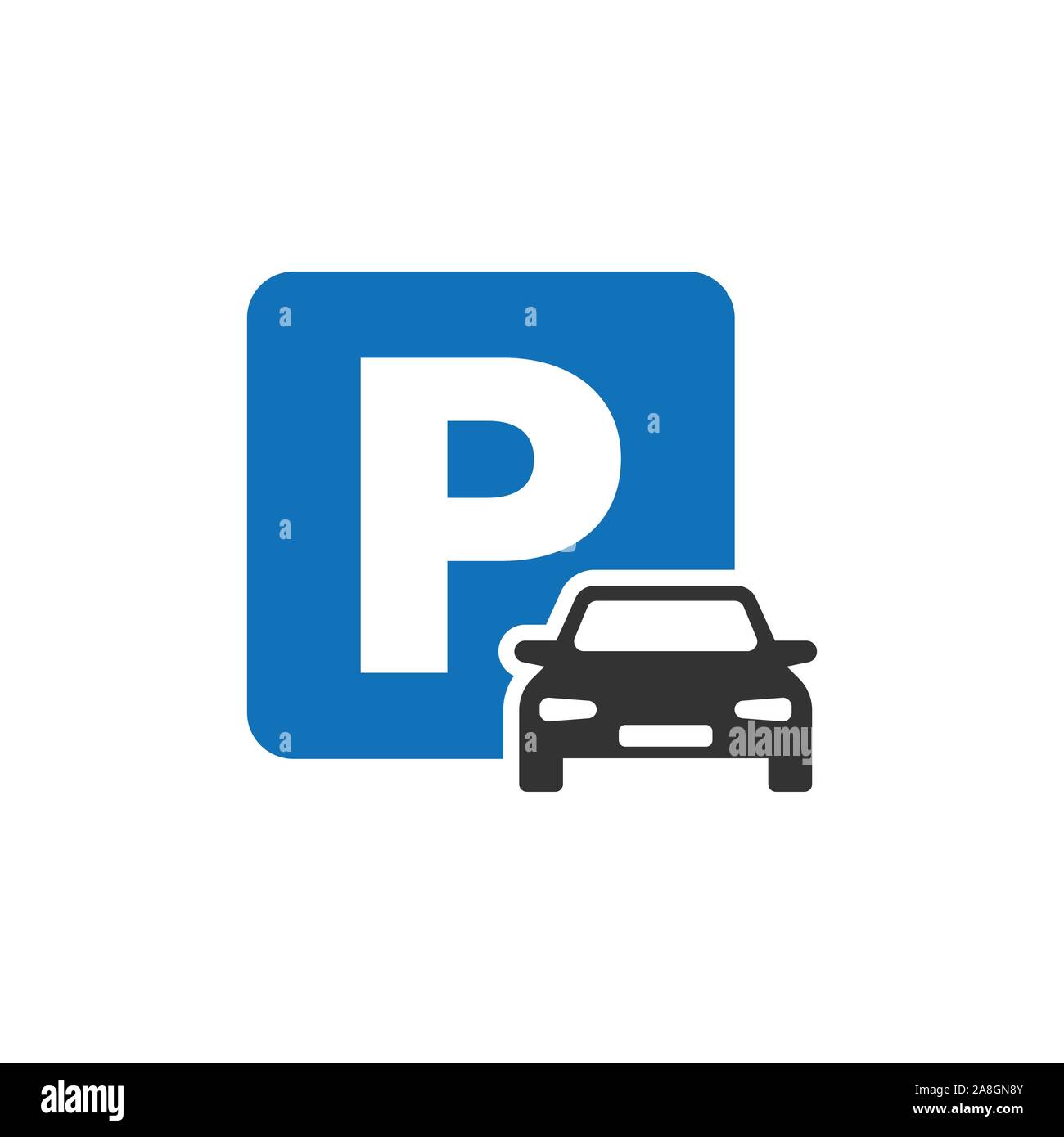 Car parking icon in flat style. Auto stand vector illustration on white ...