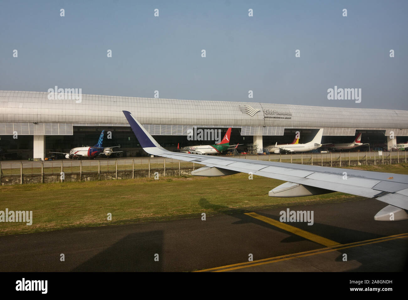 Landscape view, photo angle from Window airplane,Airbus A320, the left ...