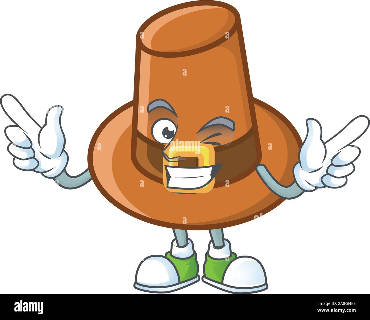Cute brown pilgrim hat in wink mascot Stock Vector Image & Art - Alamy