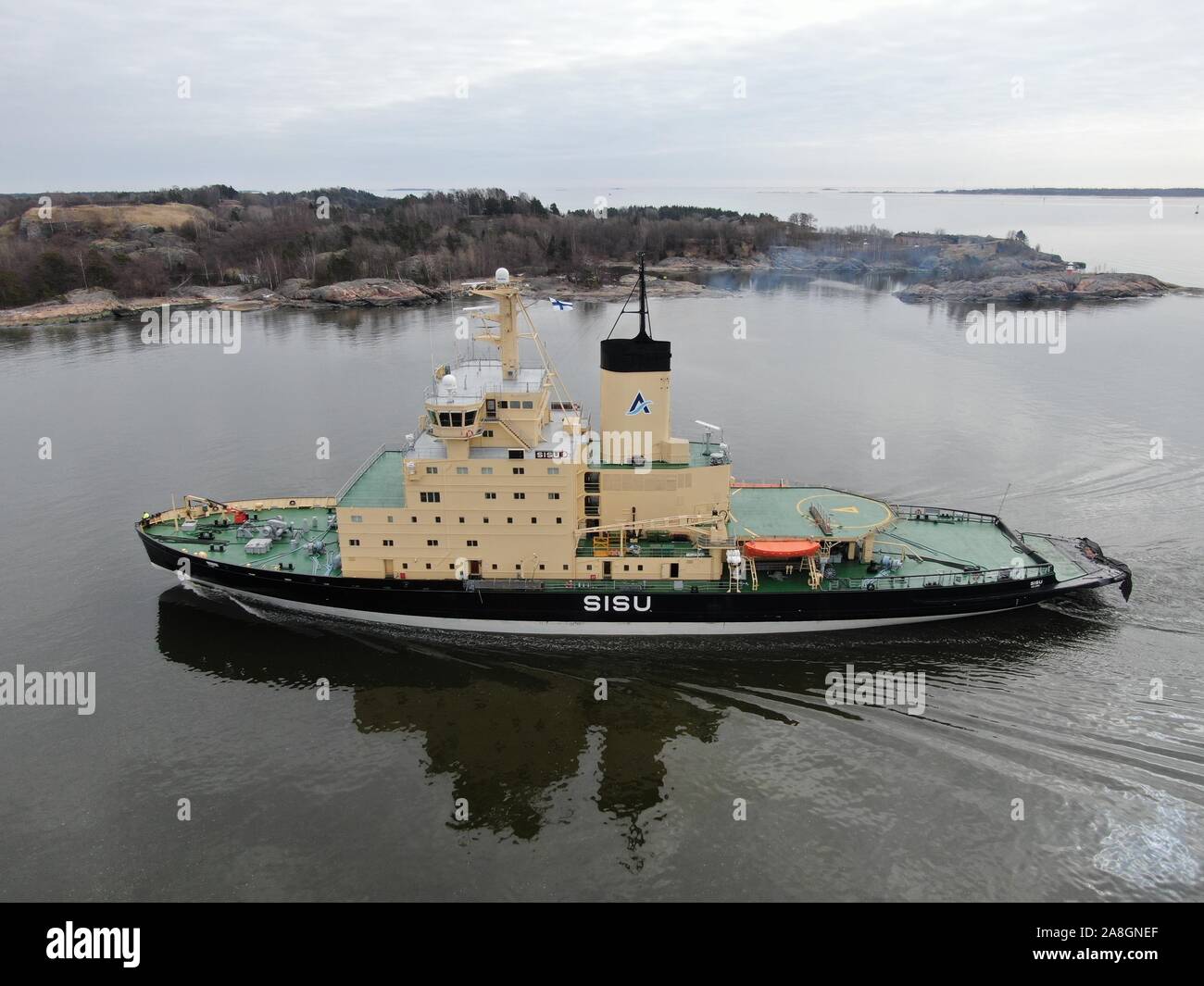 Icebreaker Sisu Returning to Helsinki from the Baltic Sea, Winter ...