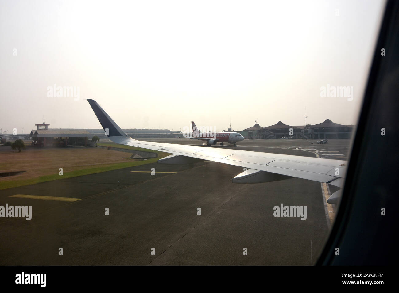 Landscape view, photo angle from Window airplane,Airbus A320, the left ...