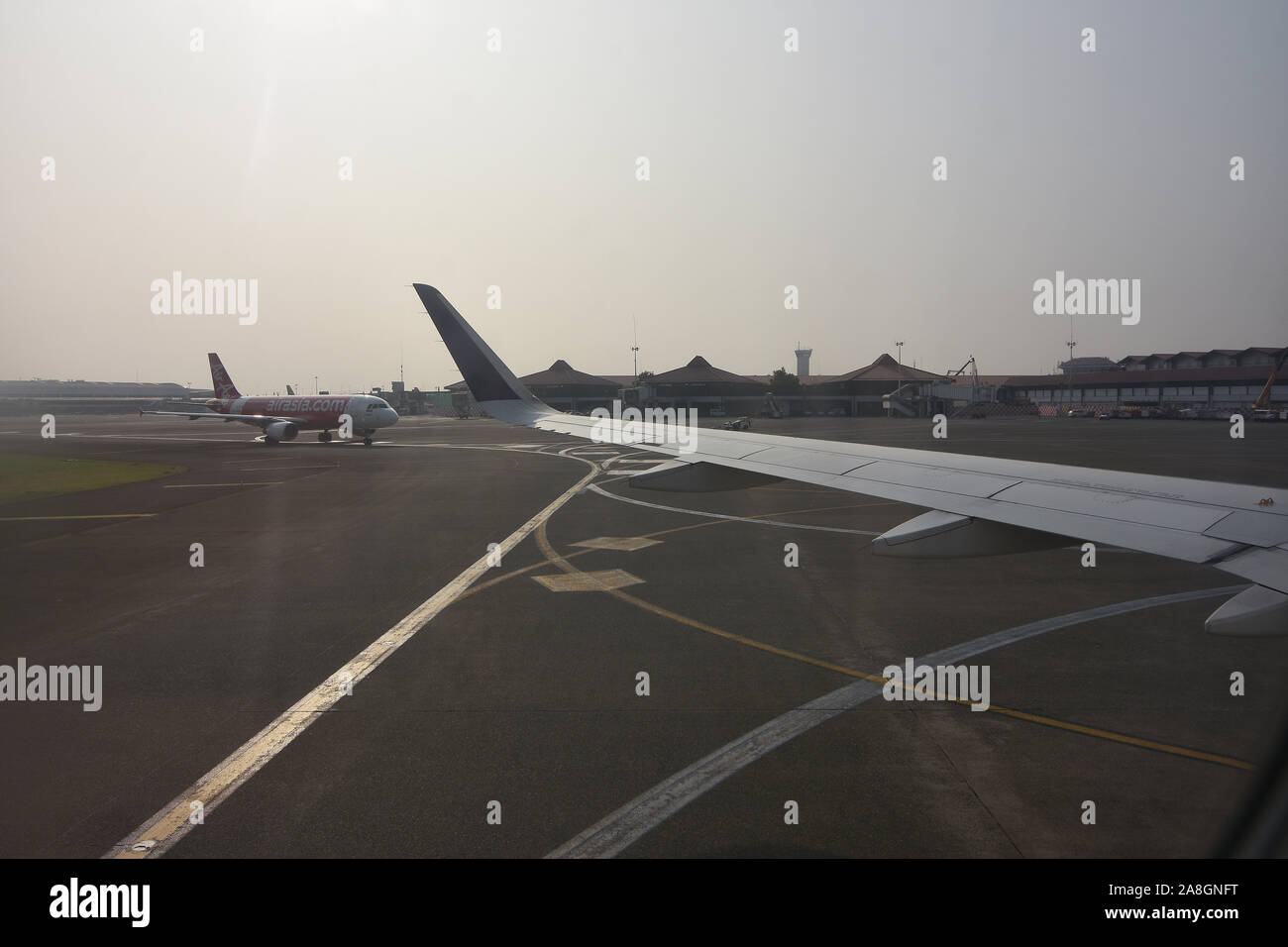 Landscape view, photo angle from Window airplane,Airbus A320, the left ...