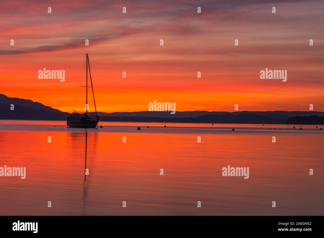 Sunset over Lake Constance, Allensbach, Germany Stock Photo - Alamy