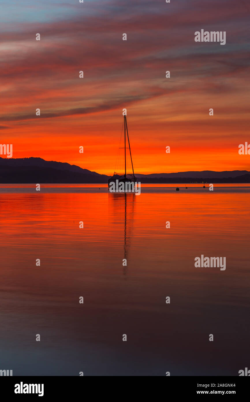 Sunset over Lake Constance, Allensbach, Germany Stock Photo - Alamy