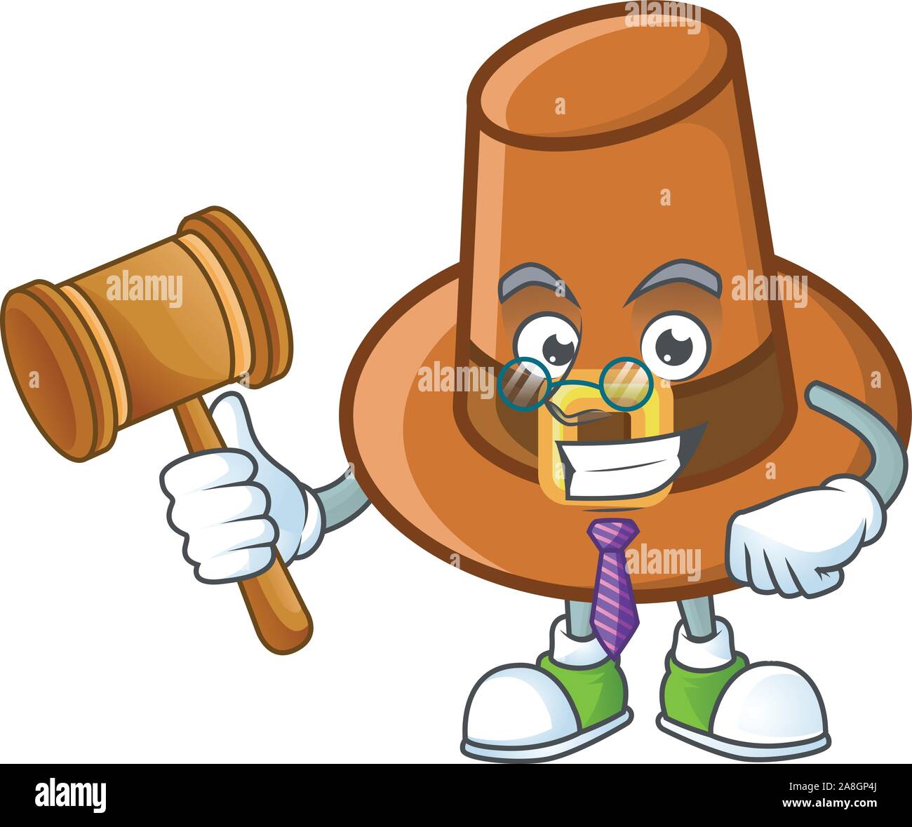 Brown pilgrim hat cartoon with mascot judge Stock Vector Image & Art ...