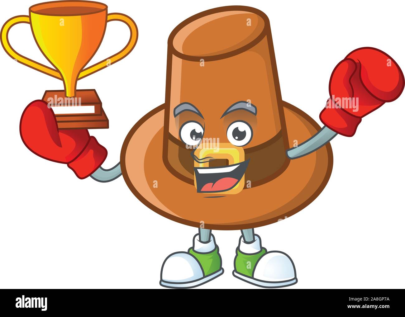 Brown pilgrim hat cartoon with mascot boxing winner Stock Vector Image ...