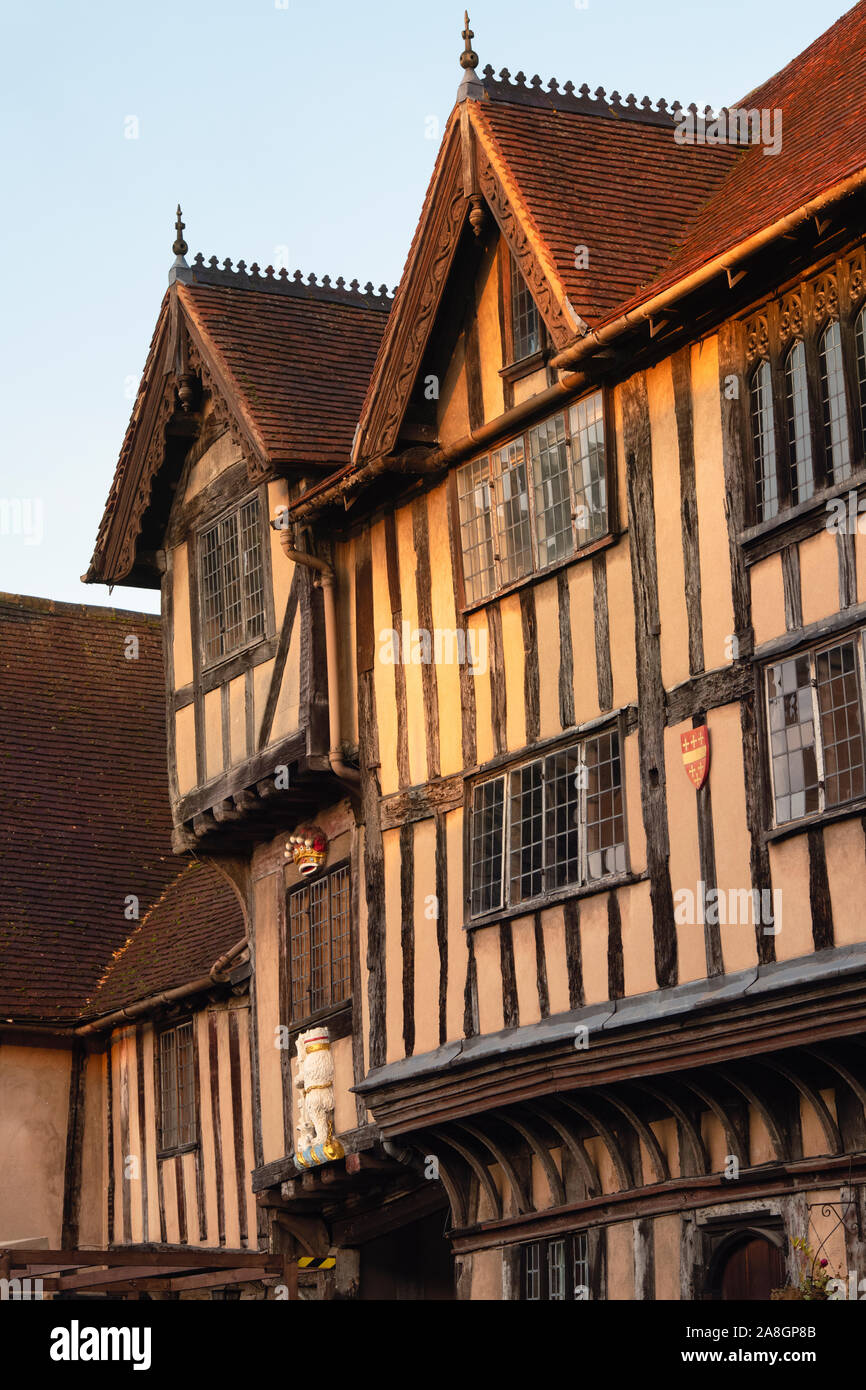 Lord Leycester hospital at sunrise in autumn on Warwick High Street ...