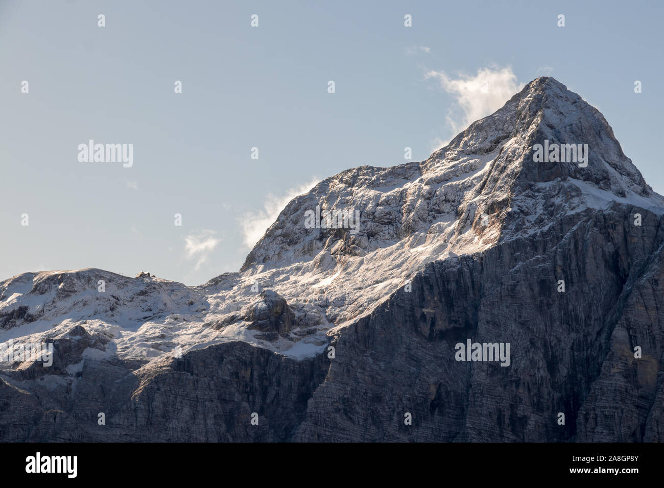 Triglav mountain in Kredarica hut covered in early snow Stock Photo - Alamy