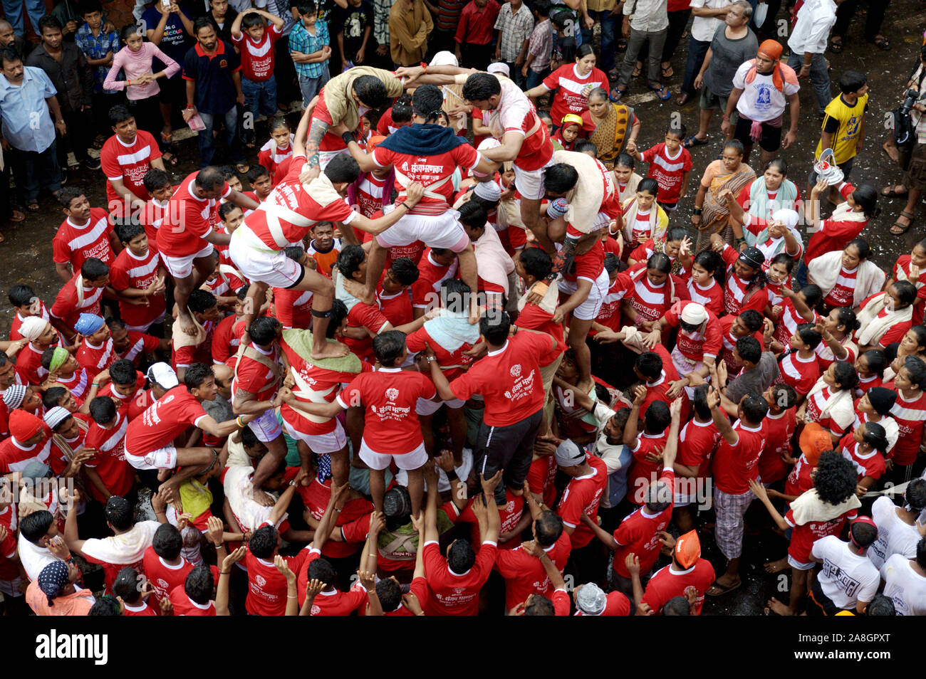Mumbai, India,Asia - Human Pyramid trying to break dahi handi on ...