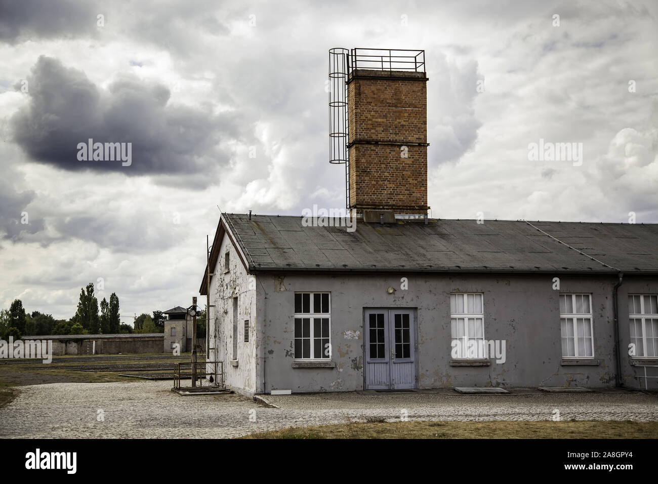 BERLIN, GERMANY: September 08, 2019: Guard tower in Gedenkstätte und ...
