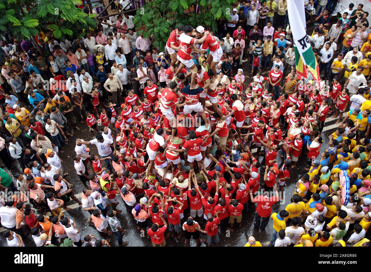 Mumbai, India,Asia - Human Pyramid trying to break dahi handi on ...