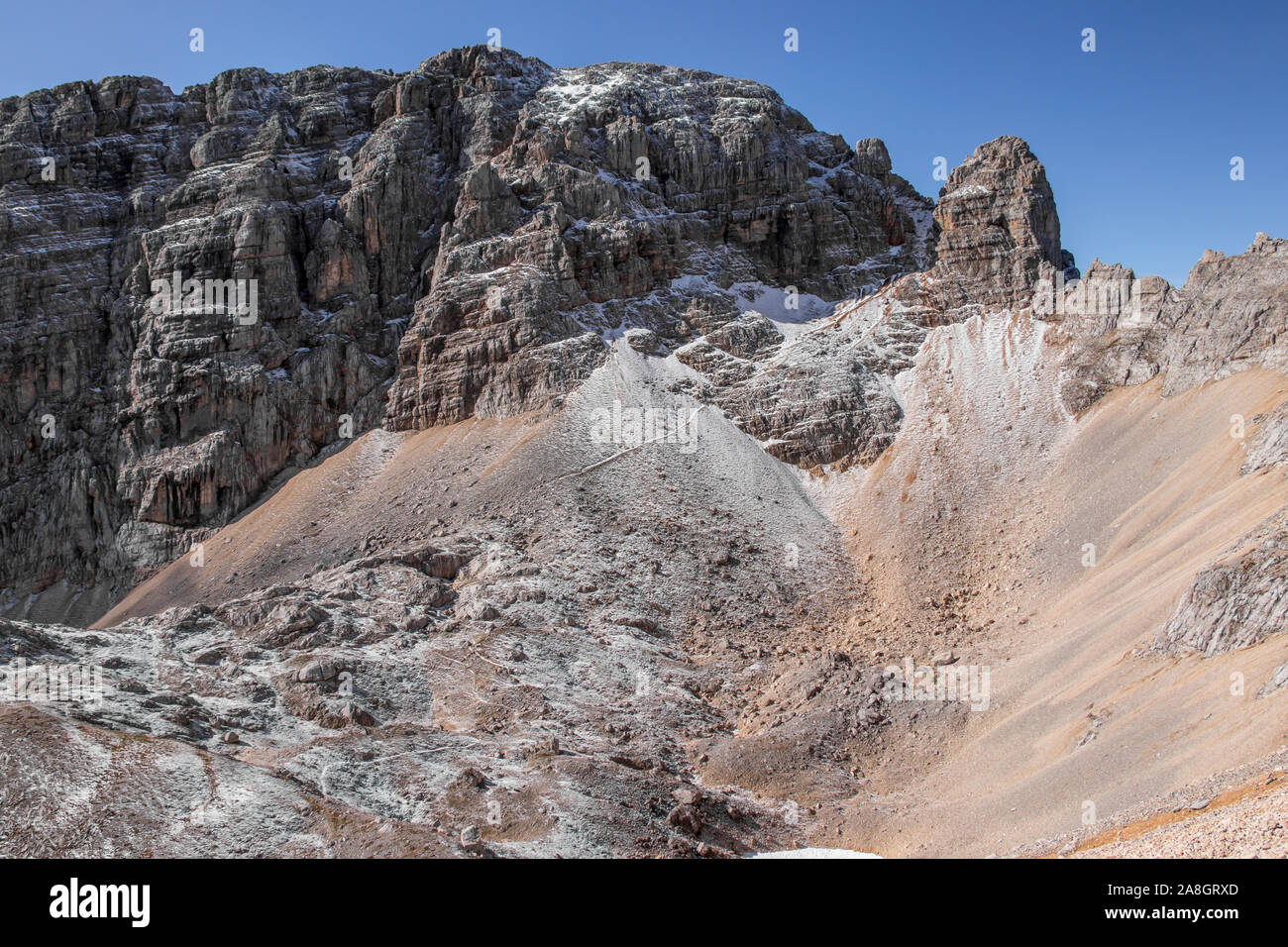 Steep path towards mountain ridge near Škrlatica Stock Photo - Alamy