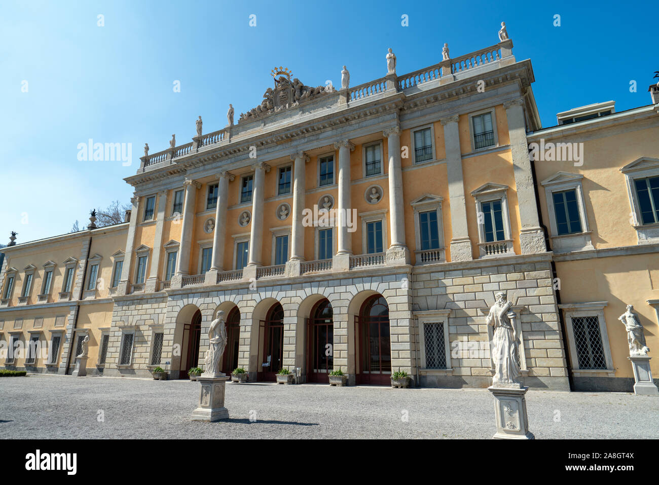 Amazing view with Villa Olmo in Como - Como lake in Italy Stock Photo ...