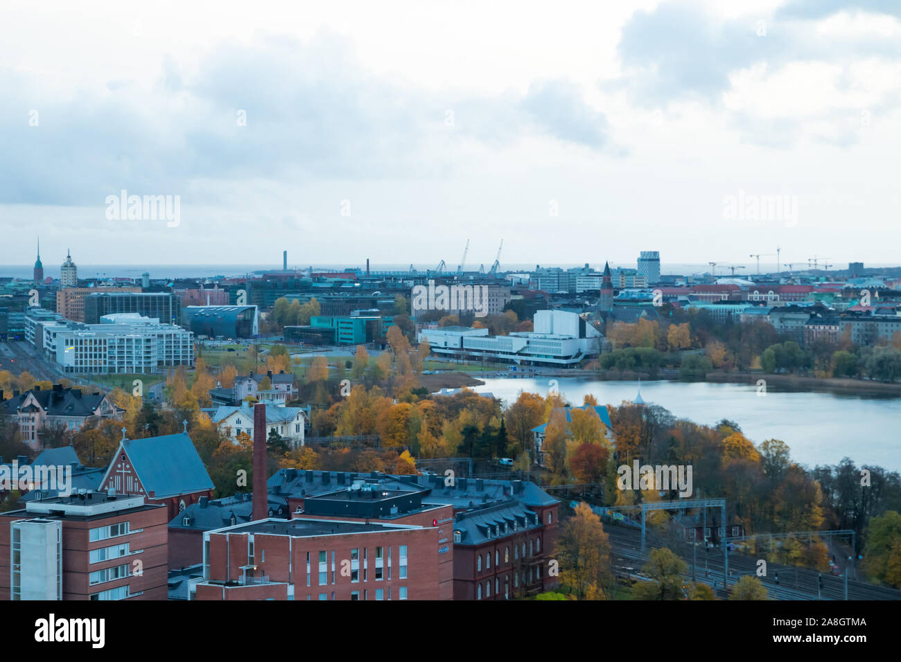 Aerial view of Helsinki Center at autumn cloudy evening Stock Photo - Alamy