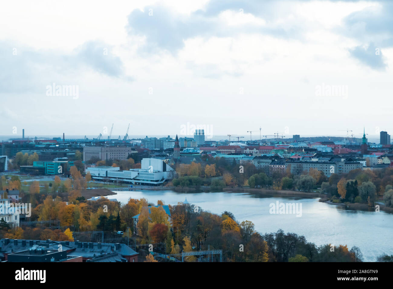 Aerial view of Helsinki Center at autumn cloudy evening Stock Photo - Alamy