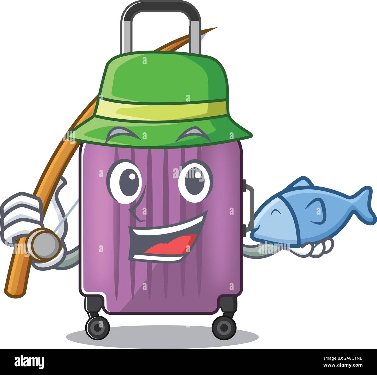 cute travel suitcase the fishing mascot shape Stock Vector Image & Art ...