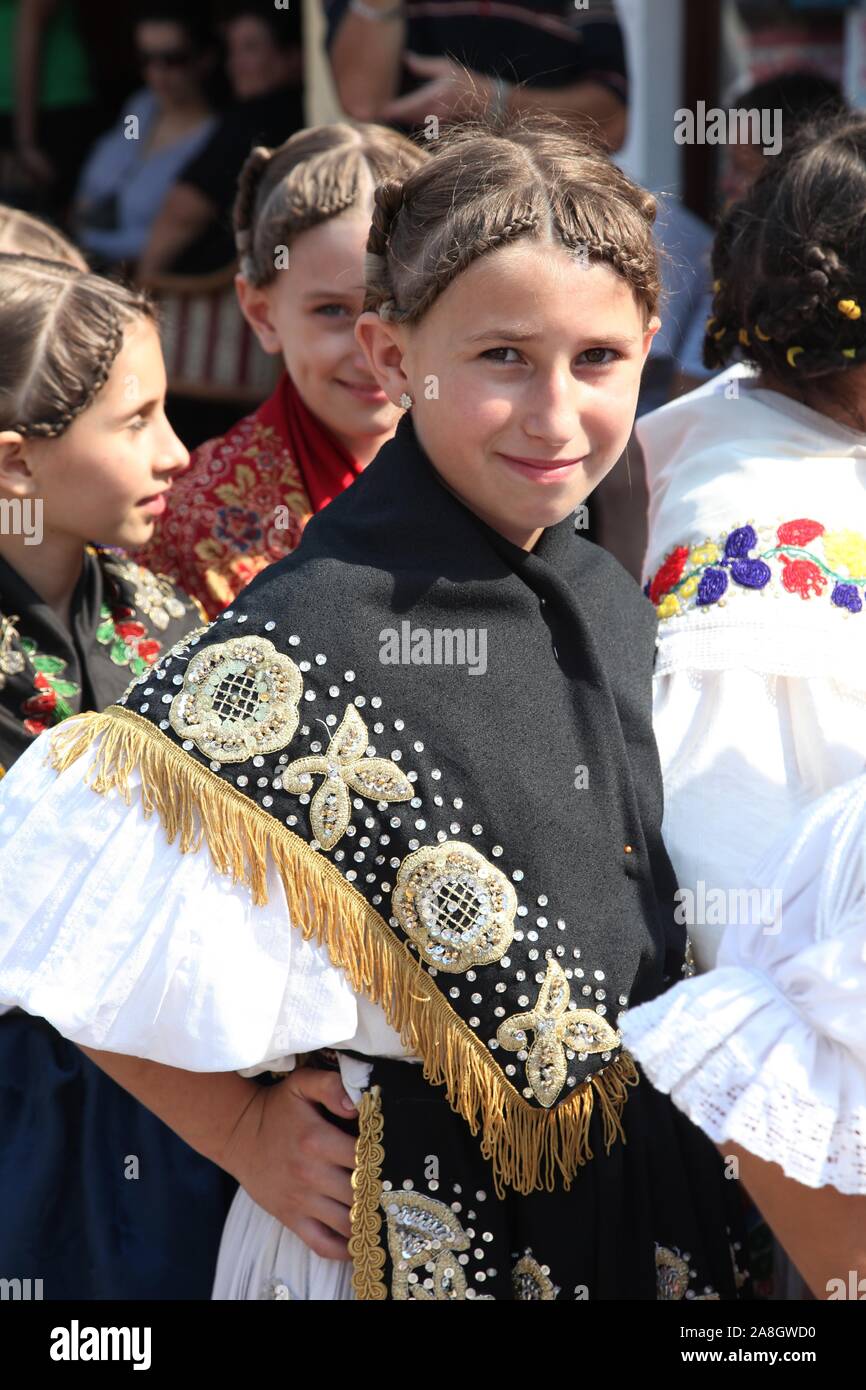 Participant in Croatian national costume from the village Siroko Polje ...