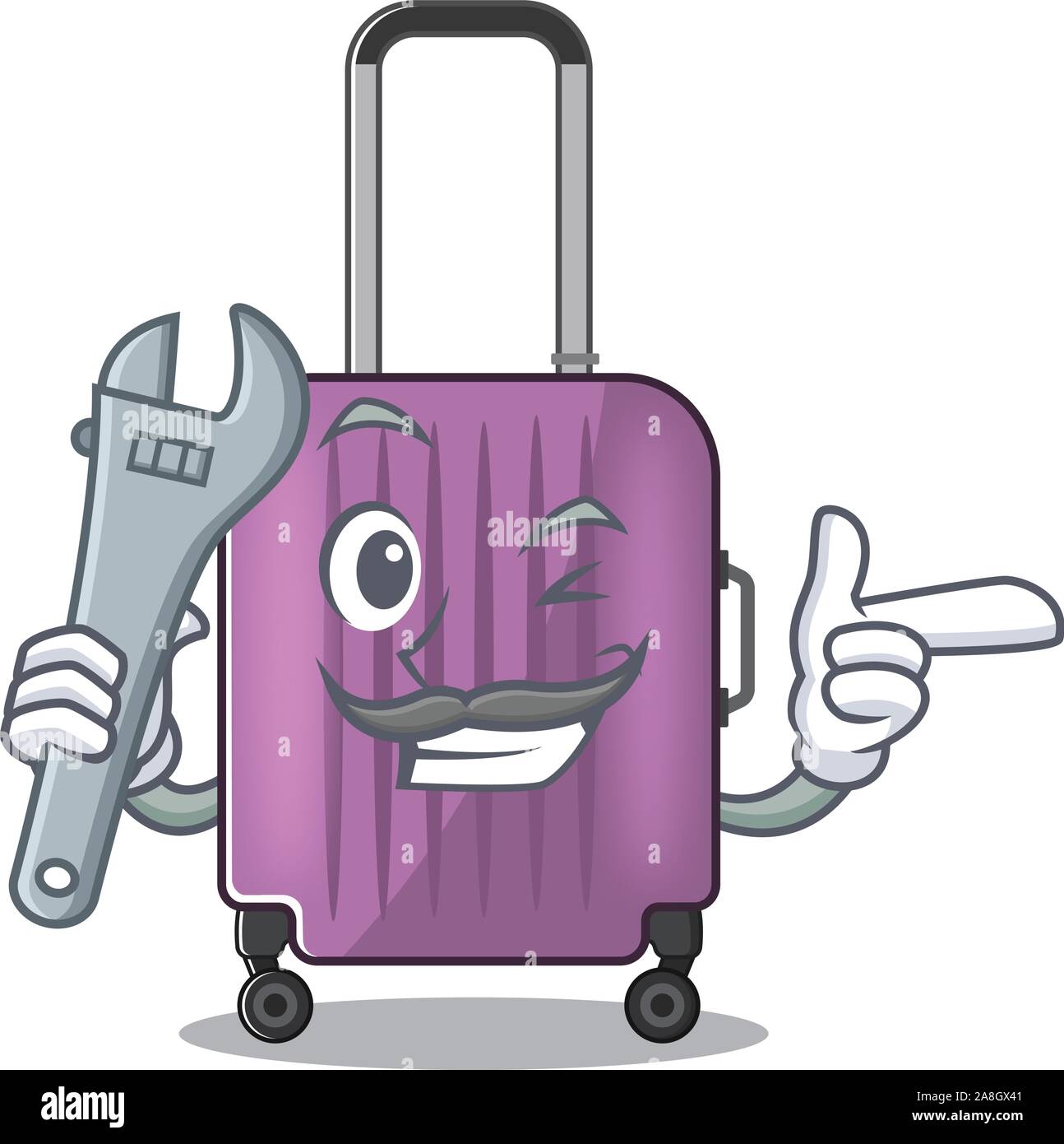 Illustration of cute travel suitcase cartoon character mechanic Stock ...