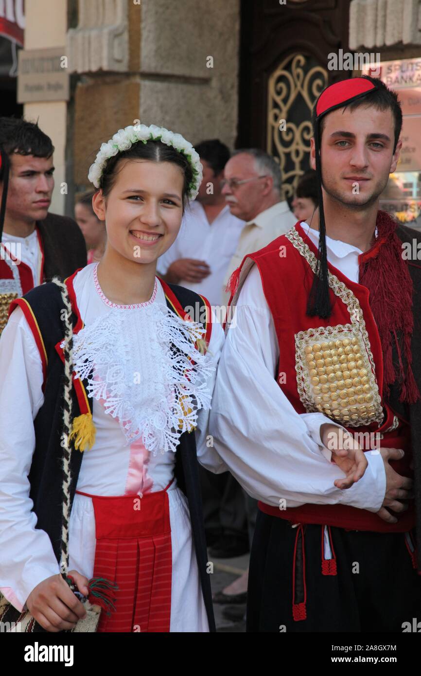 Participant in Croatian national costume from the town of Sinj, during ...