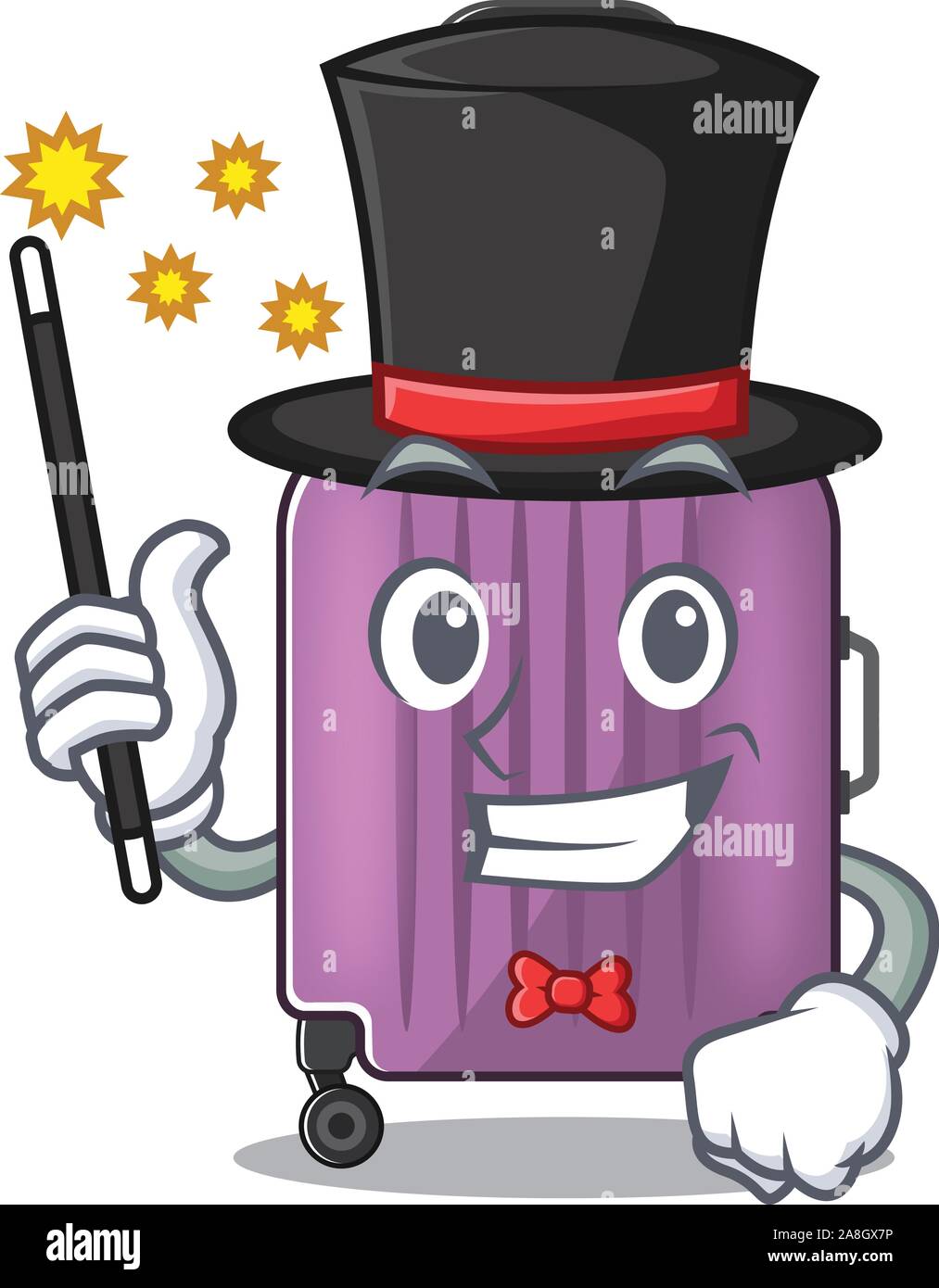 Illustration of cute travel suitcase cartoon character magician Stock ...