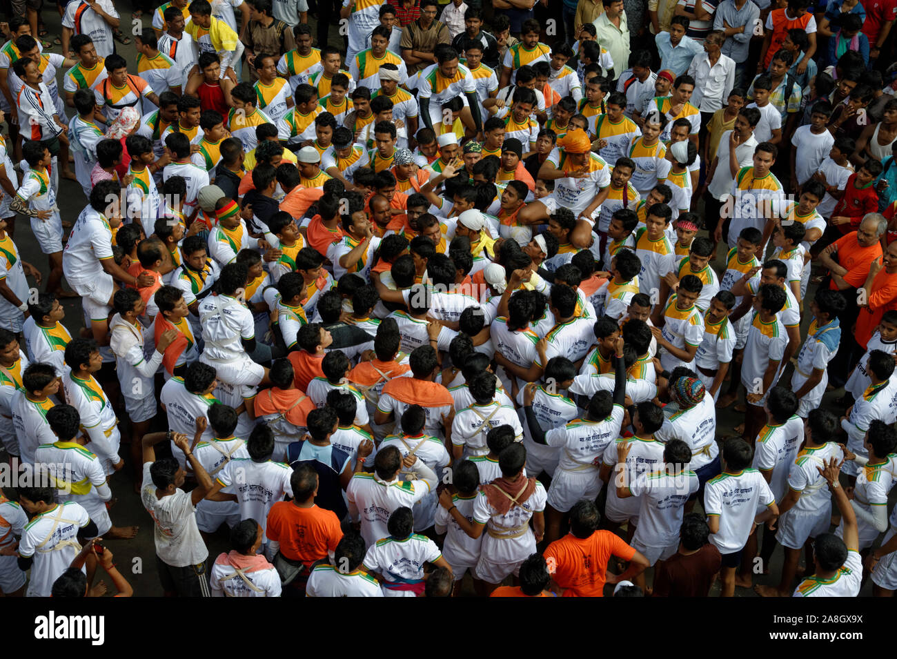 Mumbai, India,Asia - Human Pyramid trying to break dahi handi on ...