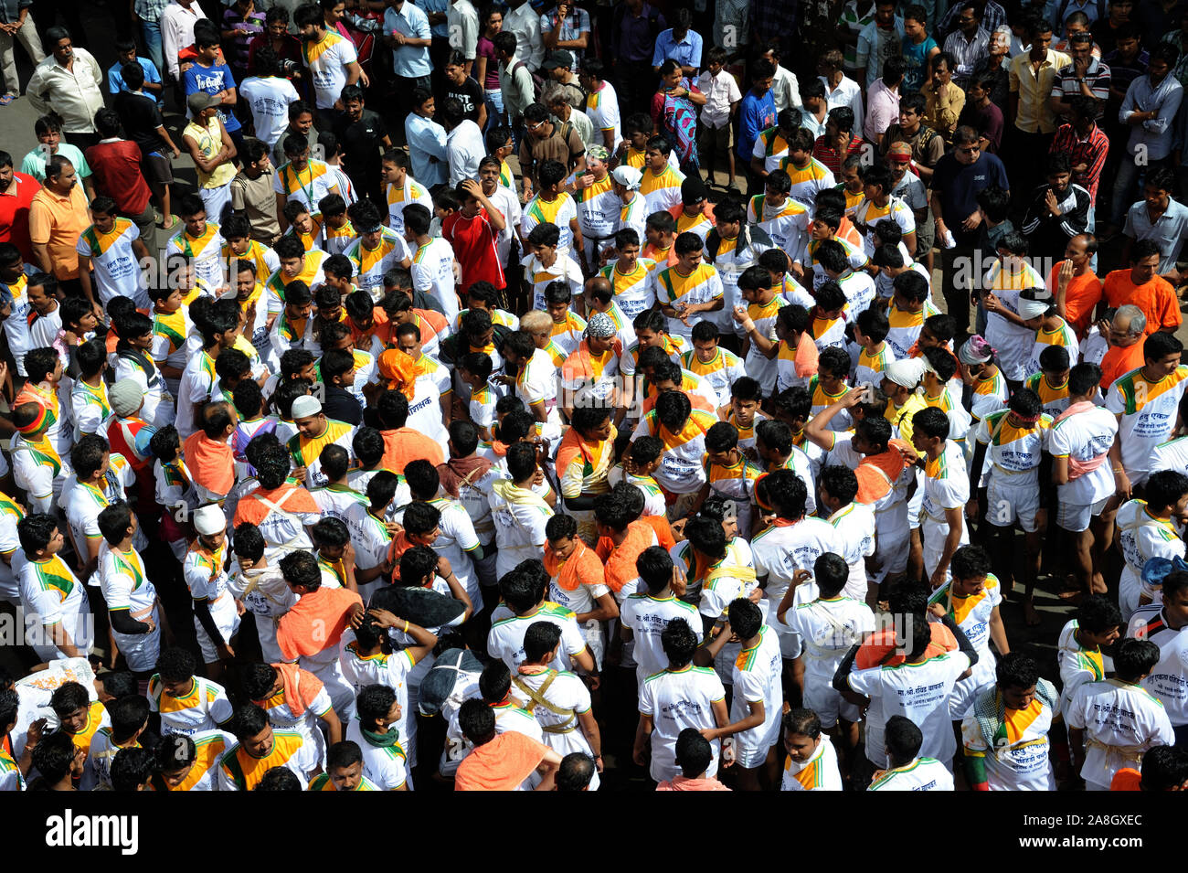 Mumbai, India,Asia - Human Pyramid trying to break dahi handi on ...