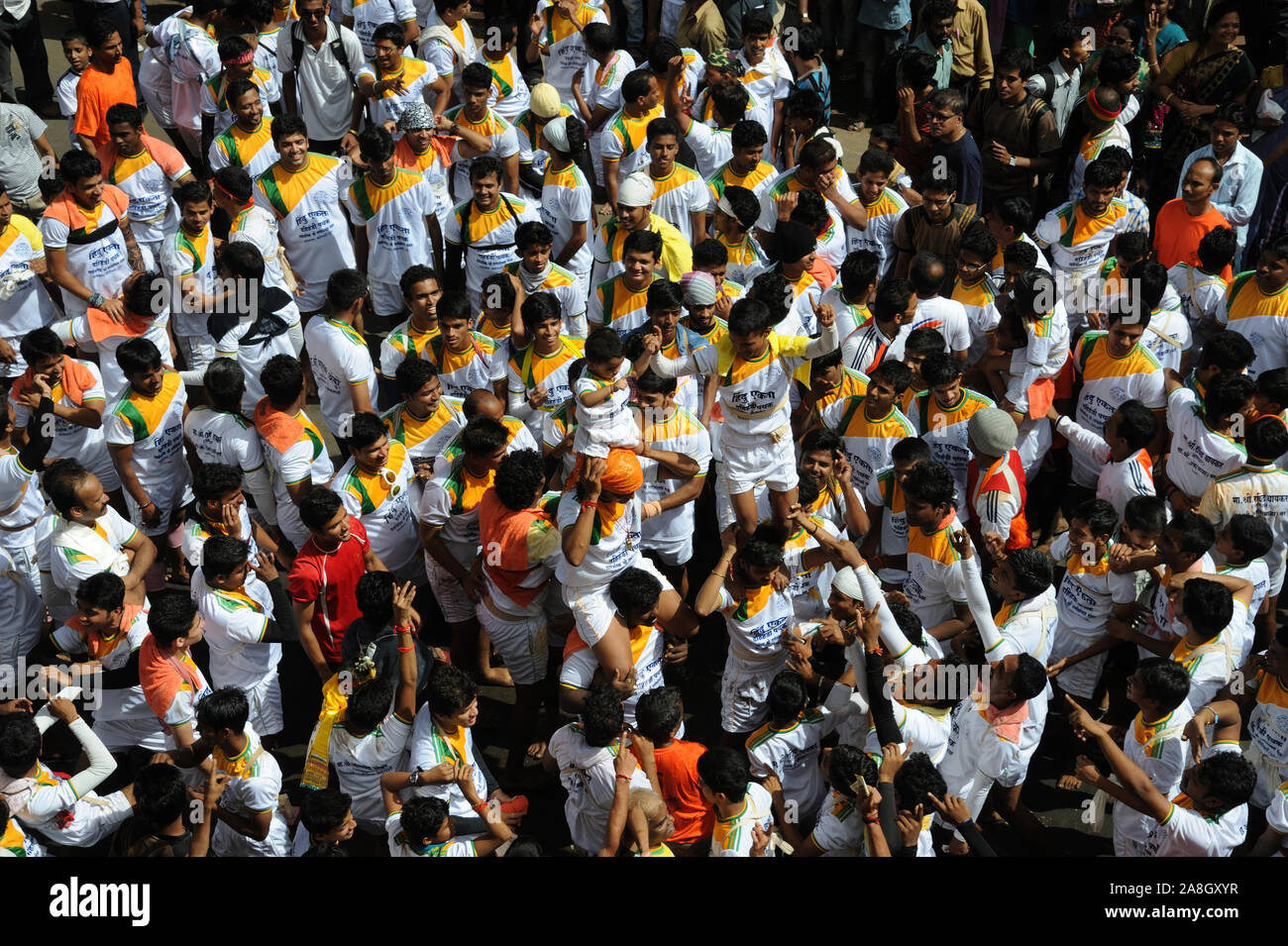 Mumbai, India,Asia - Human Pyramid trying to break dahi handi on ...