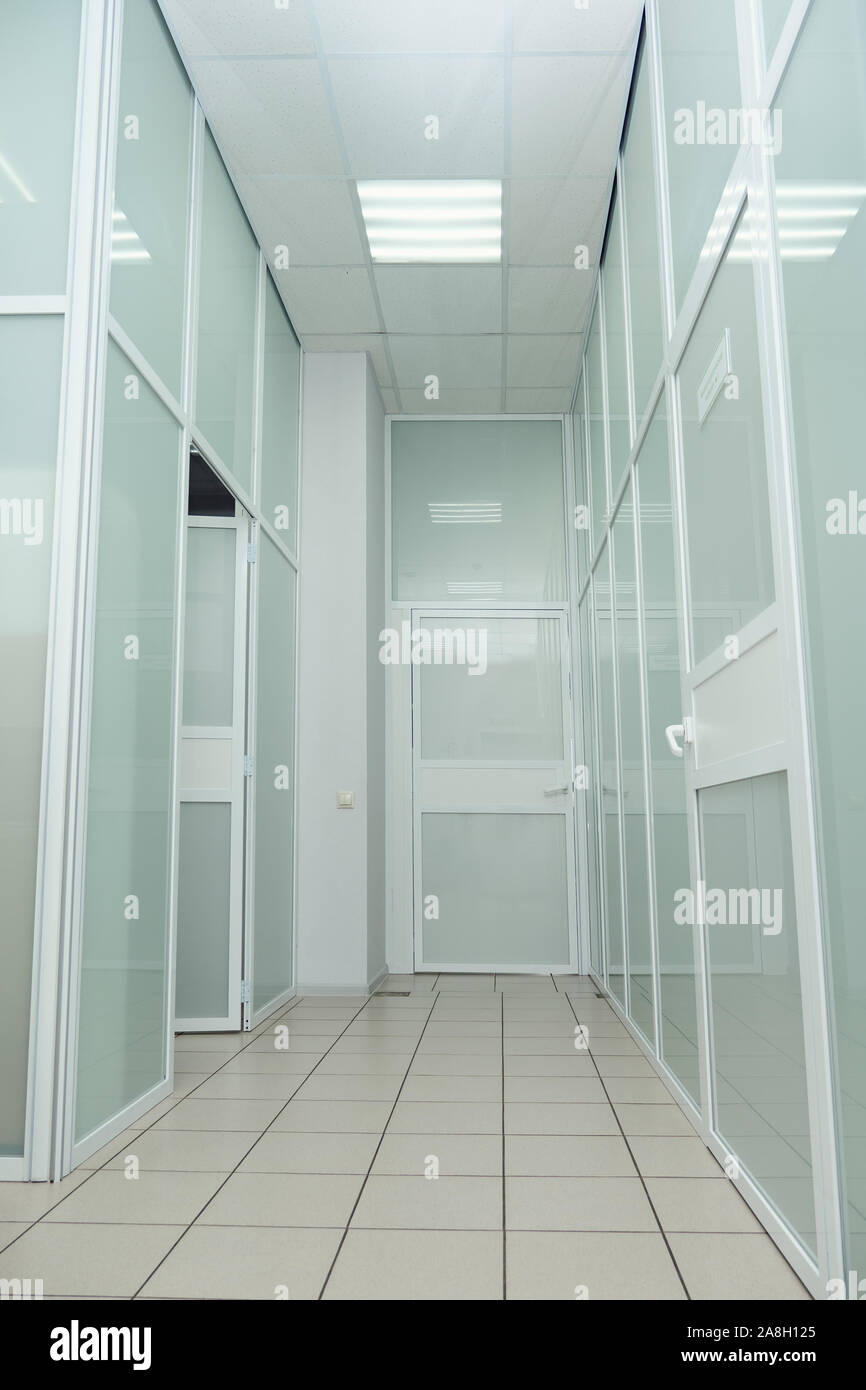 long corridor, modern building interiors. vertical view Stock Photo - Alamy