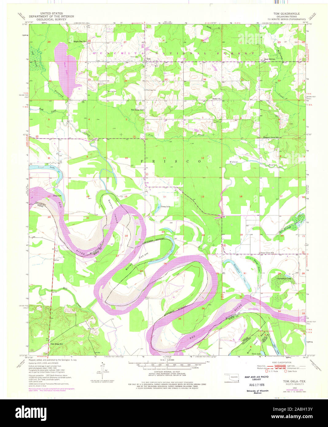USGS TOPO Map Texas OK Tom 706950 1950 24000 Restoration Stock Photo ...