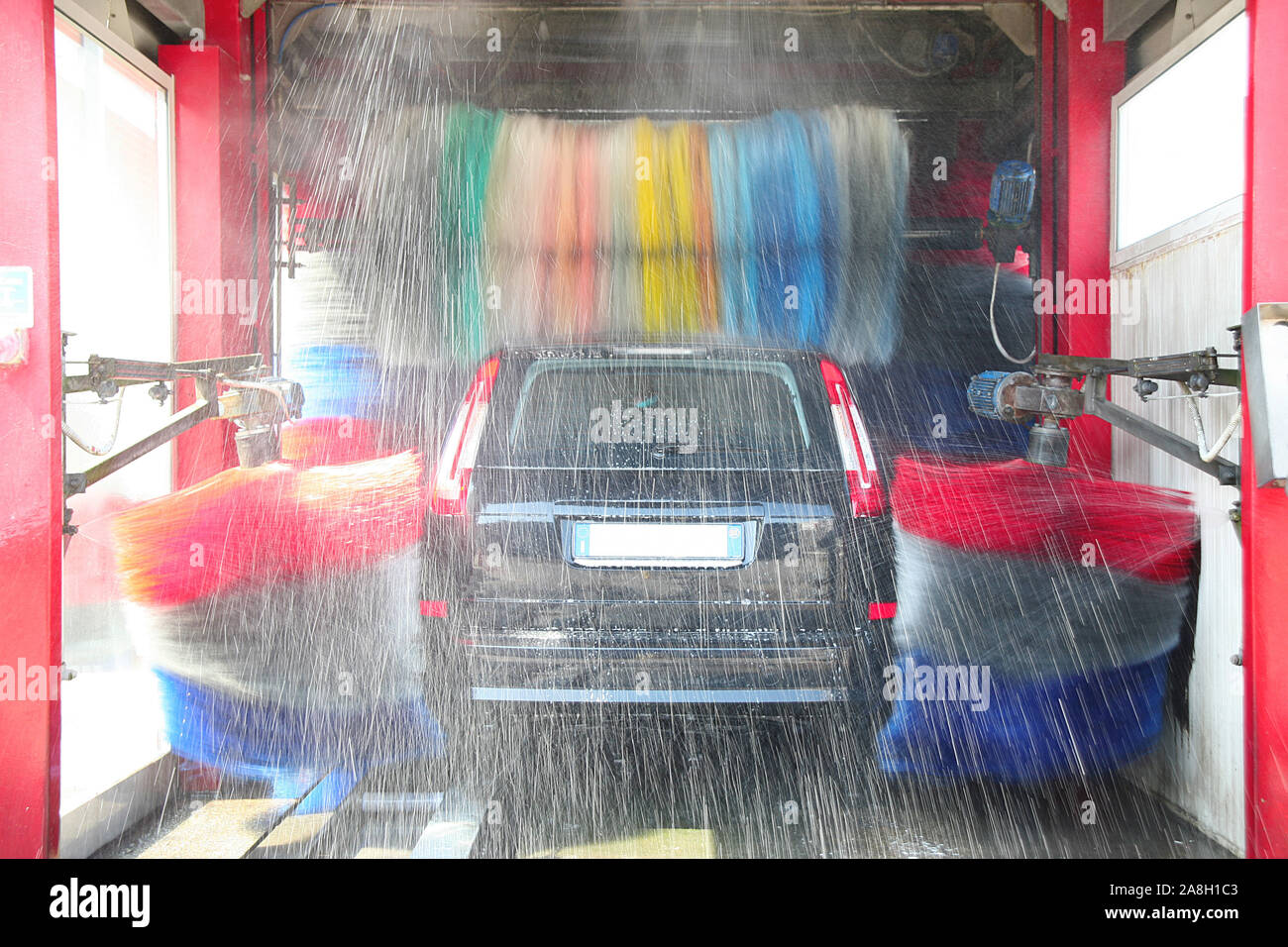 car wash in action at station service Stock Photo - Alamy