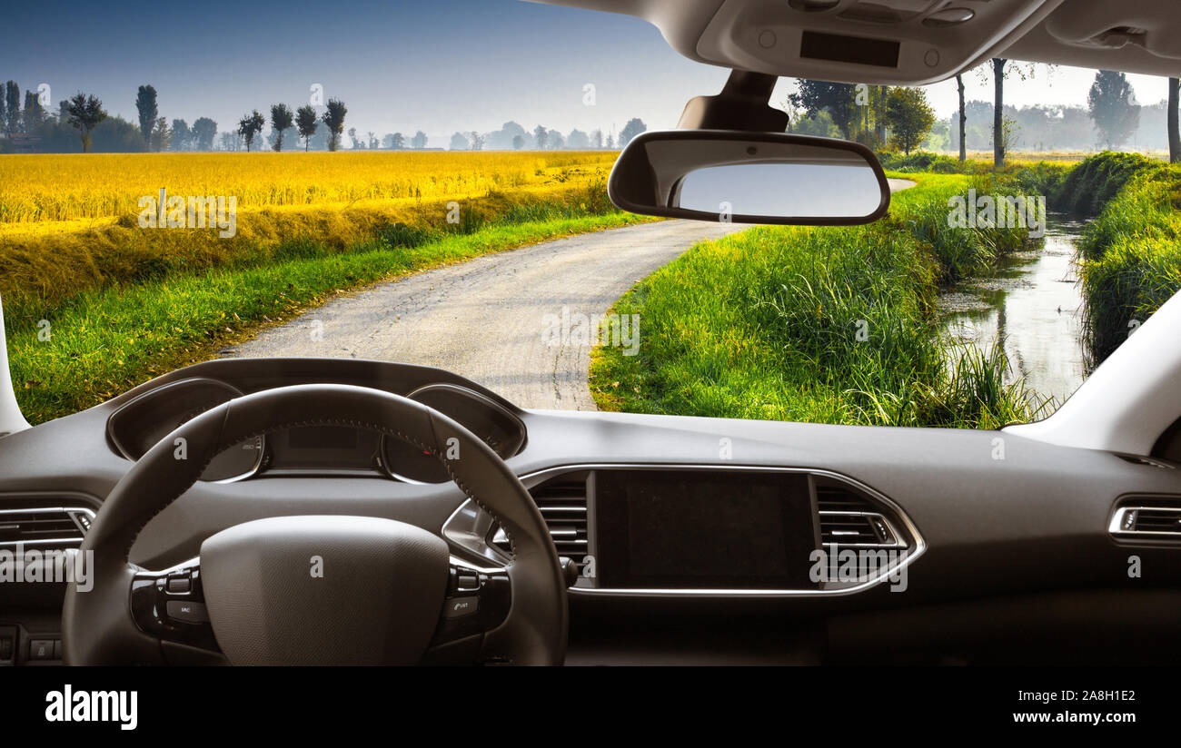 view of the road from inside the car Stock Photo - Alamy