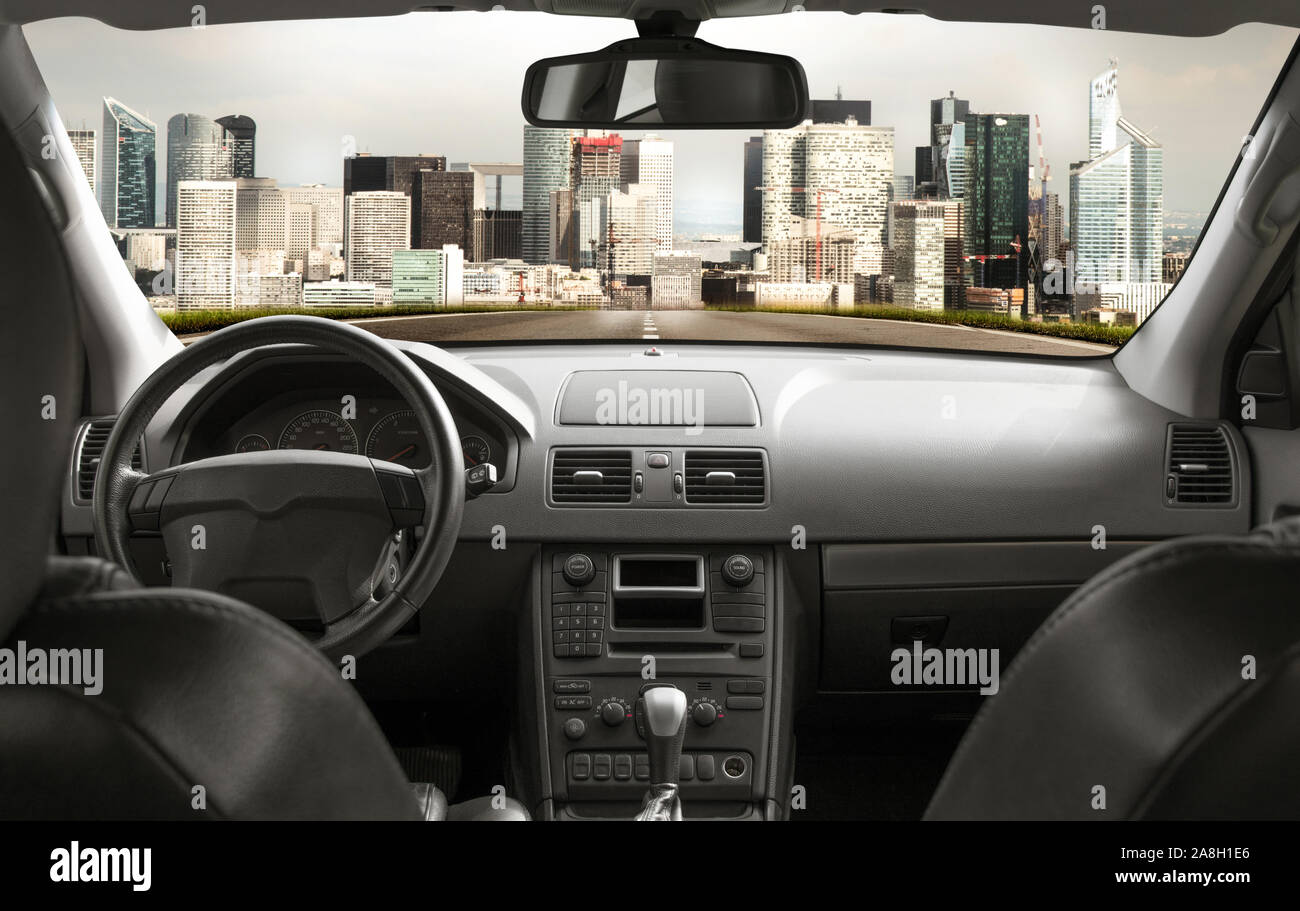 view of the road from inside the car Stock Photo - Alamy