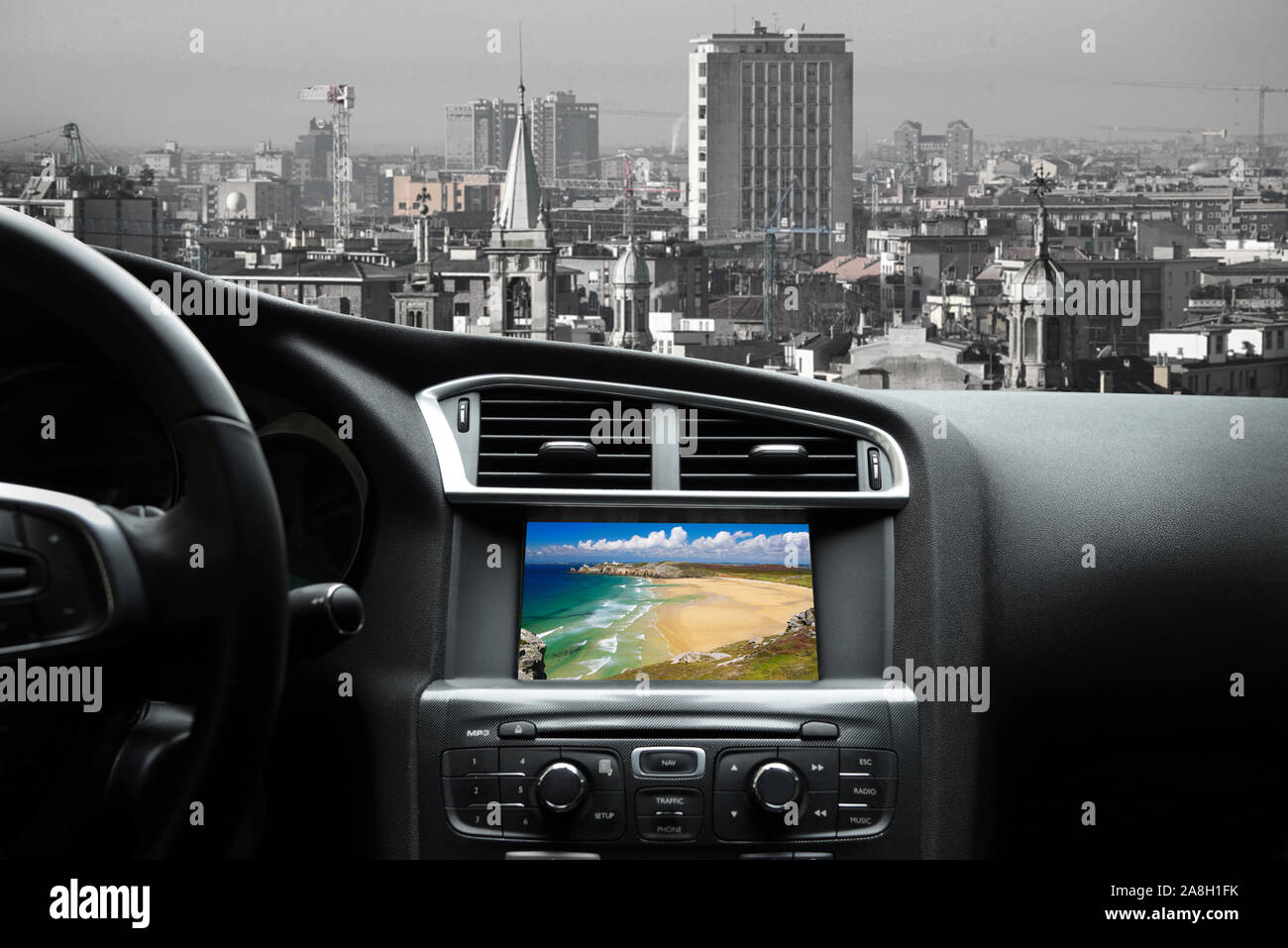 view of the road from inside the car Stock Photo - Alamy