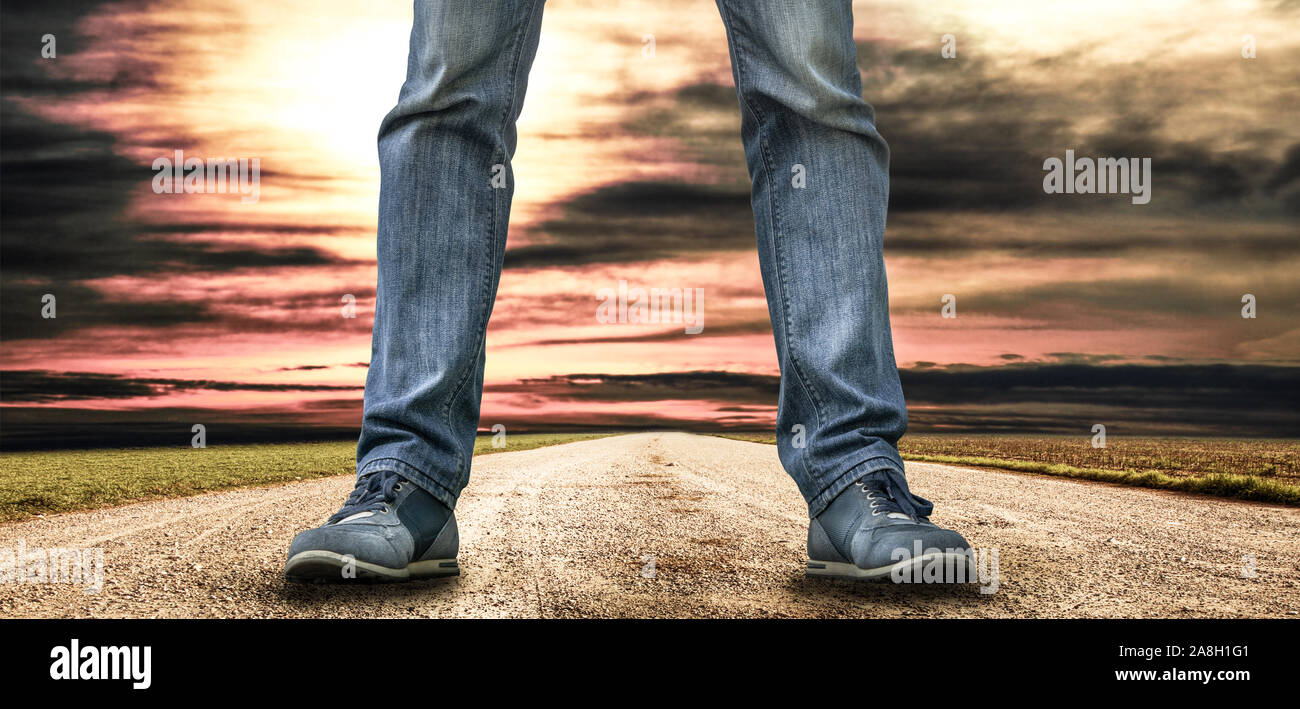 Man standing in middle road hi-res stock photography and images - Alamy