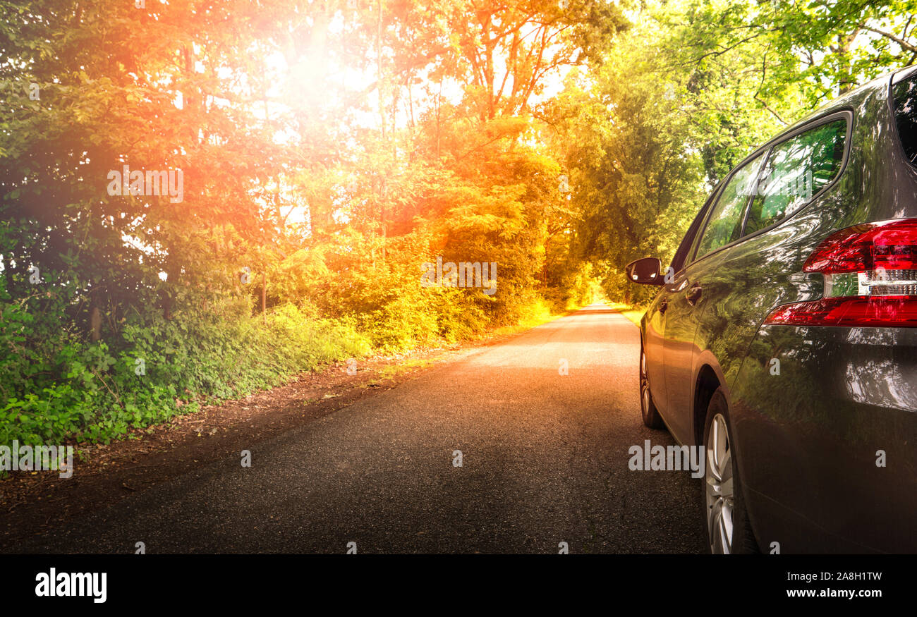 Car on a country road hi-res stock photography and images - Alamy