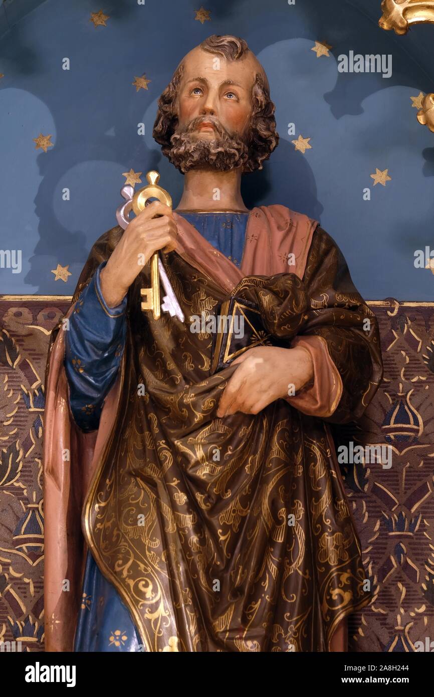 Saint Peter statue on the main altar in the church of Saint Matthew in ...