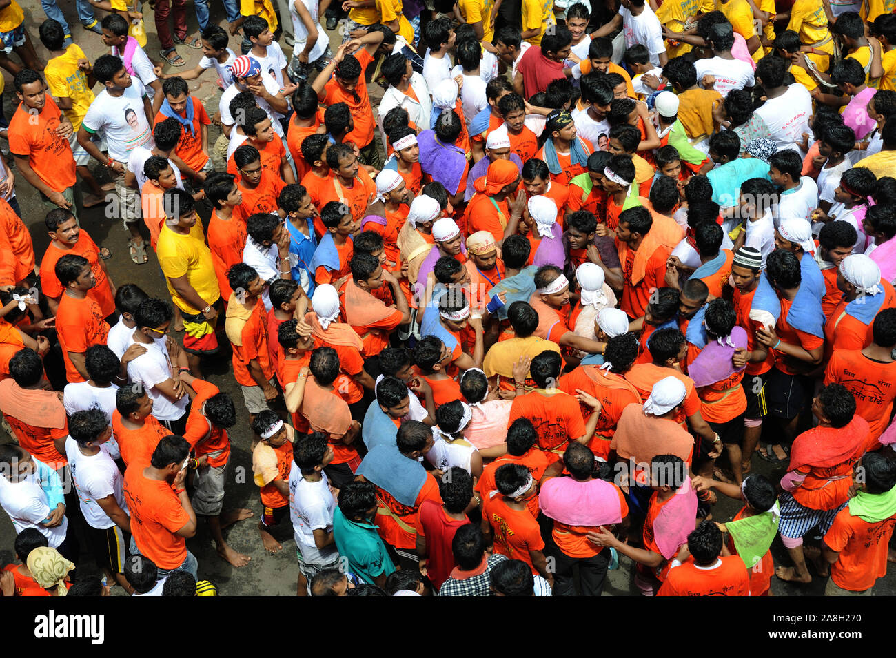 Mumbai, India,Asia - Human Pyramid trying to break dahi handi on ...