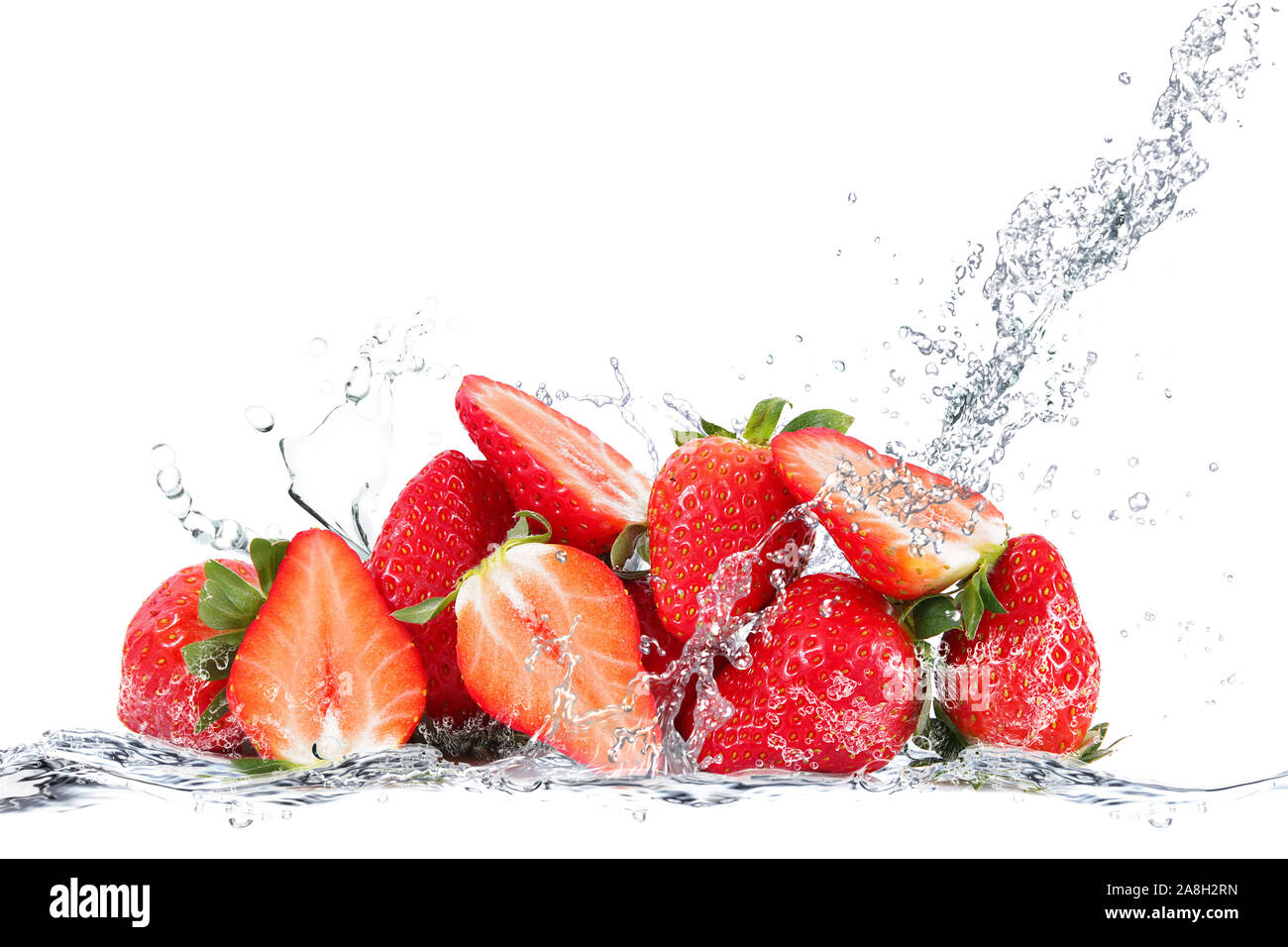 fresh strawberry falling in water Stock Photo - Alamy