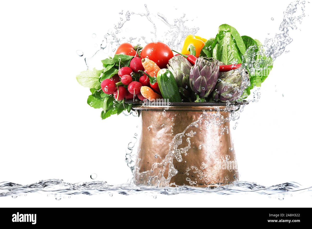 White background fruit vegetables water splash Cut Out Stock Images ...