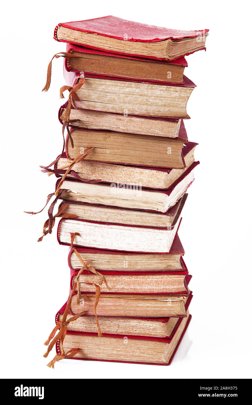 Stack of books on white background Stock Photo - Alamy
