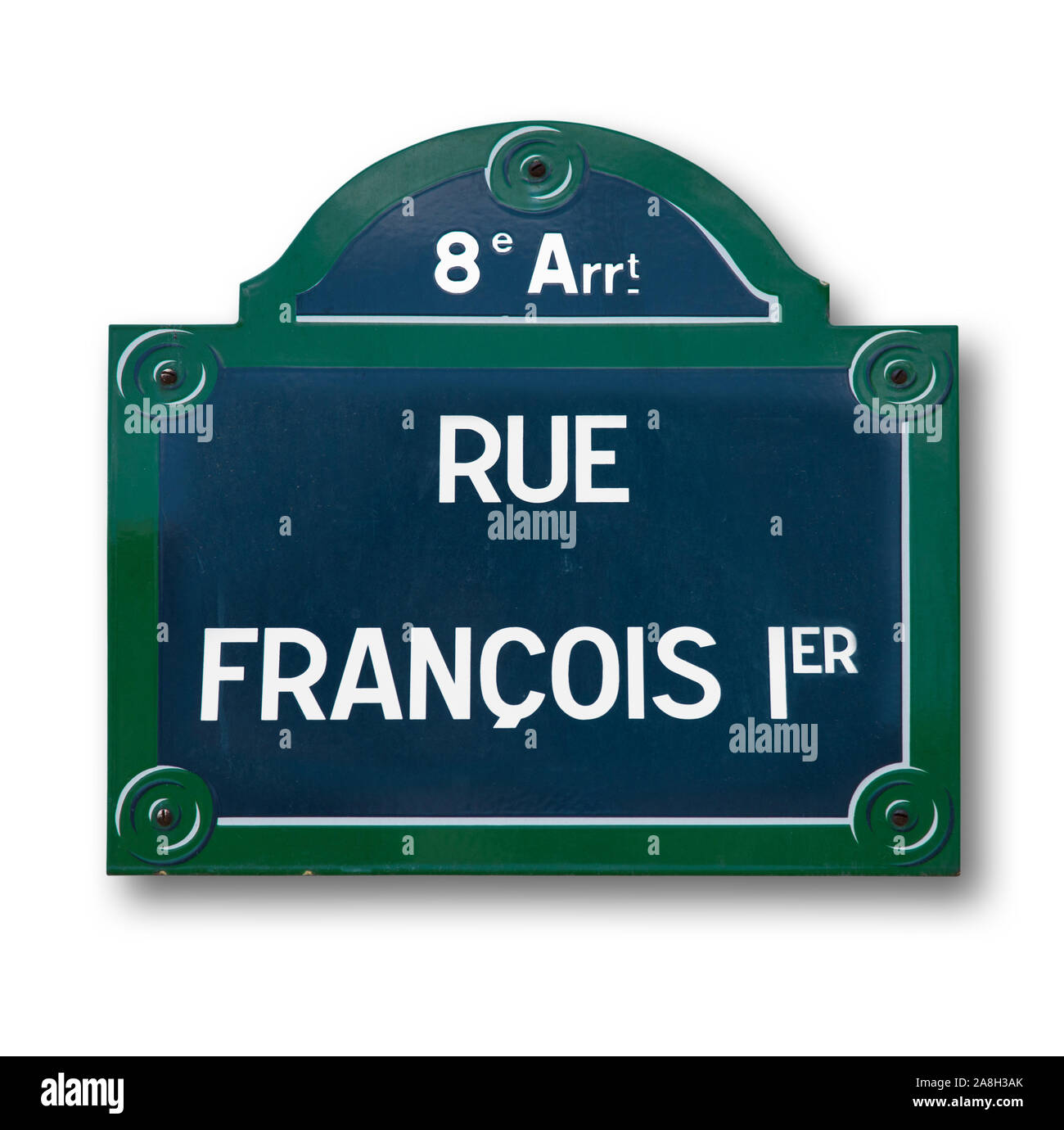 an Original plaque Street of Paris on white background Stock Photo - Alamy