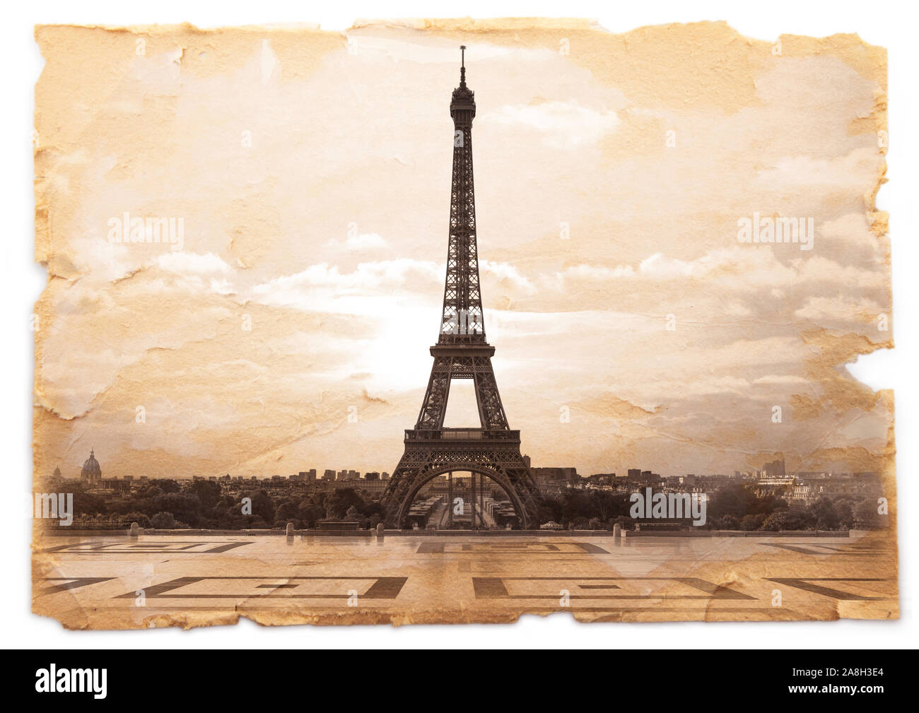 old postcard of Eiffel Tower Stock Photo - Alamy