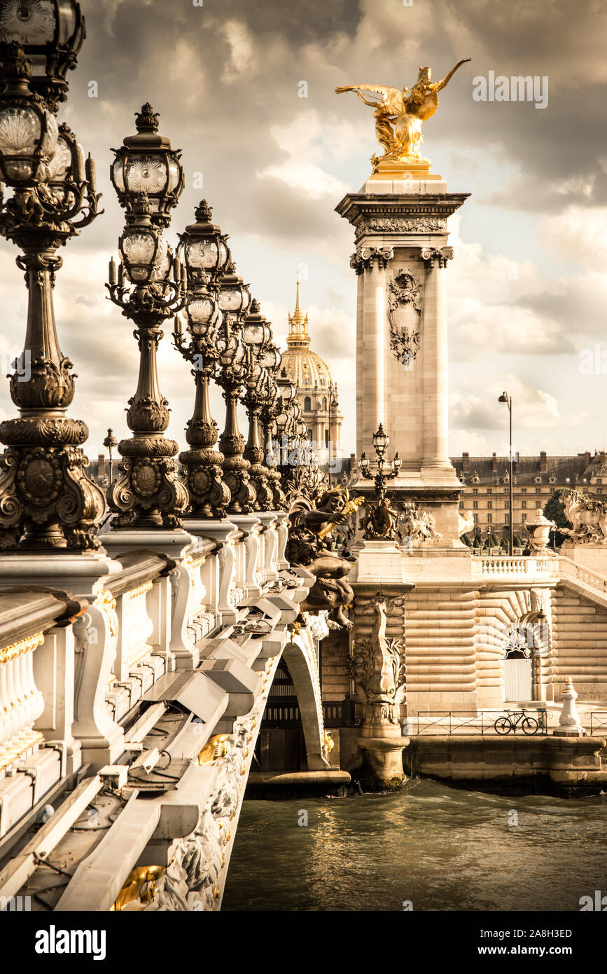 view of Pont Alexandre III in Paris Stock Photo - Alamy